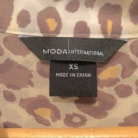 Moda International | Tops | Moda International Sheer Cheetah Top Size ...